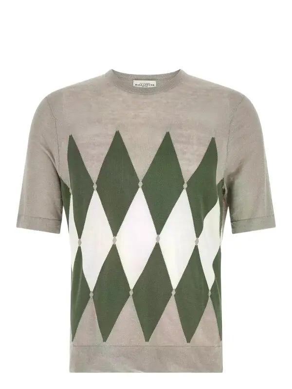 BALLANTYNE Argyle Jacquard T-shirt - Grey