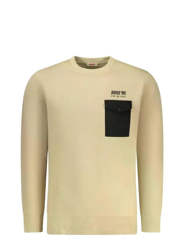 RIFLE Pocket-detail Cotton Sweatshirt - Neutrals
