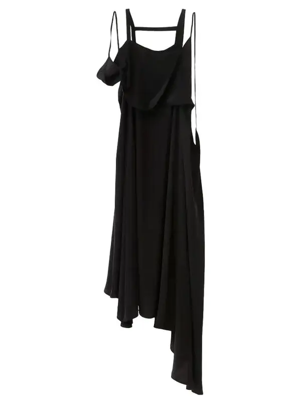 ALAINPAUL Draped-design Asymmetric Dress - Black