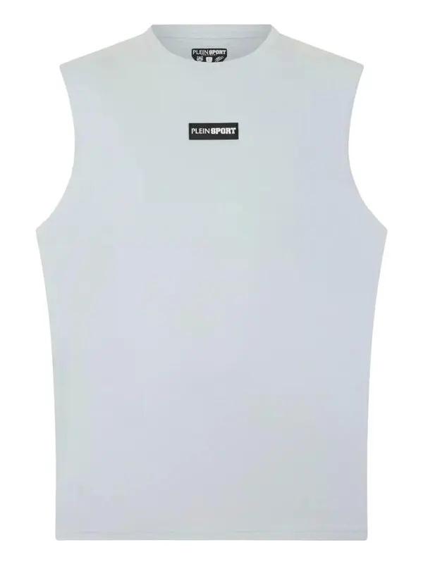 PLEIN SPORT Slub Logo-patch Tank Top - Blue