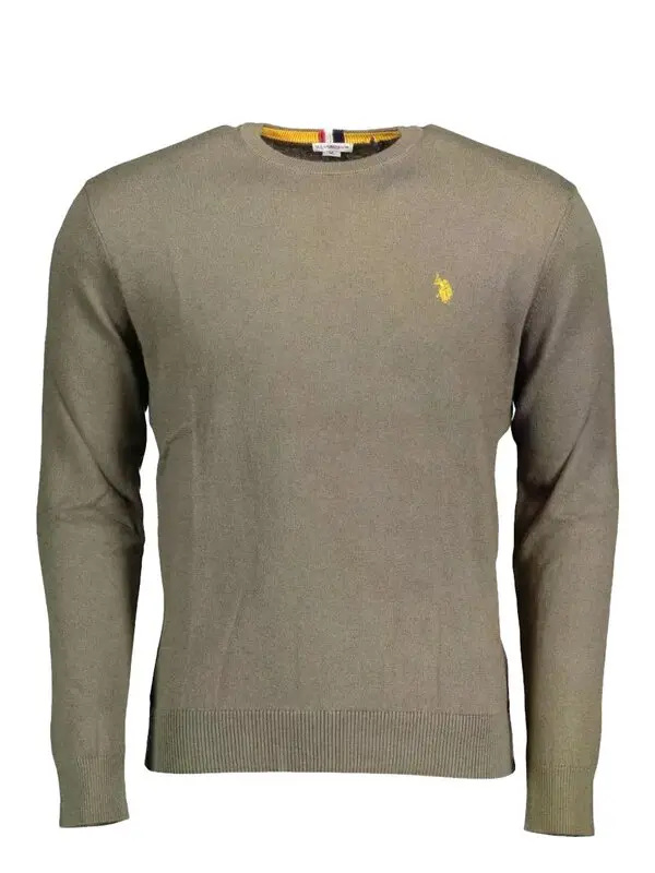 U.s. Polo Assn. Embroidered-logo Crew-neck Jumper - Green