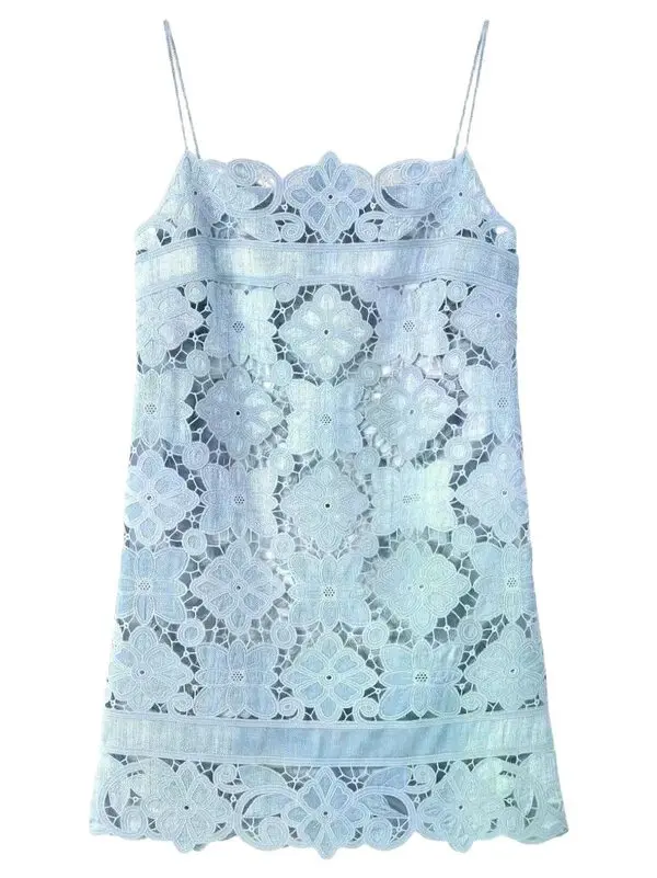 Ermanno Scervino Lace-embroidered Mini Dress With Cut-out Detail - Blue