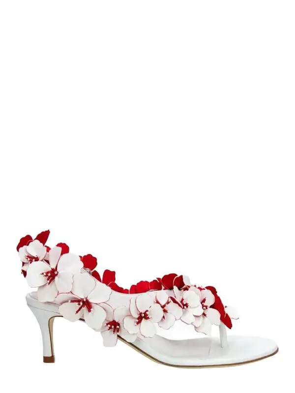 Rabanne Floral-detail Leather Sandals - White