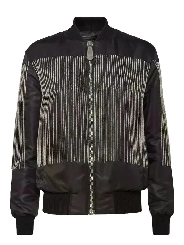 Philipp Plein Fringed Bomber Jacket - Black