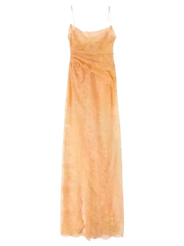 Ermanno Scervino Lace-draped Maxi Dress - Orange