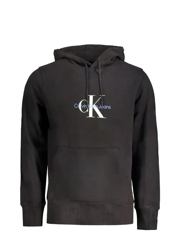 Calvin Klein Logo-embroidered Cotton Hoodie - Black