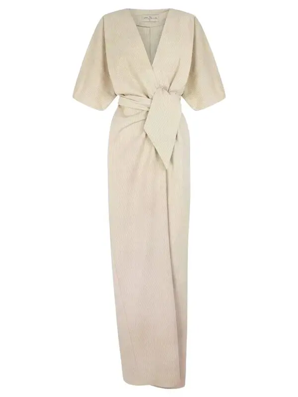 CORTANA Ryo Striped Wrap Dress - Neutrals