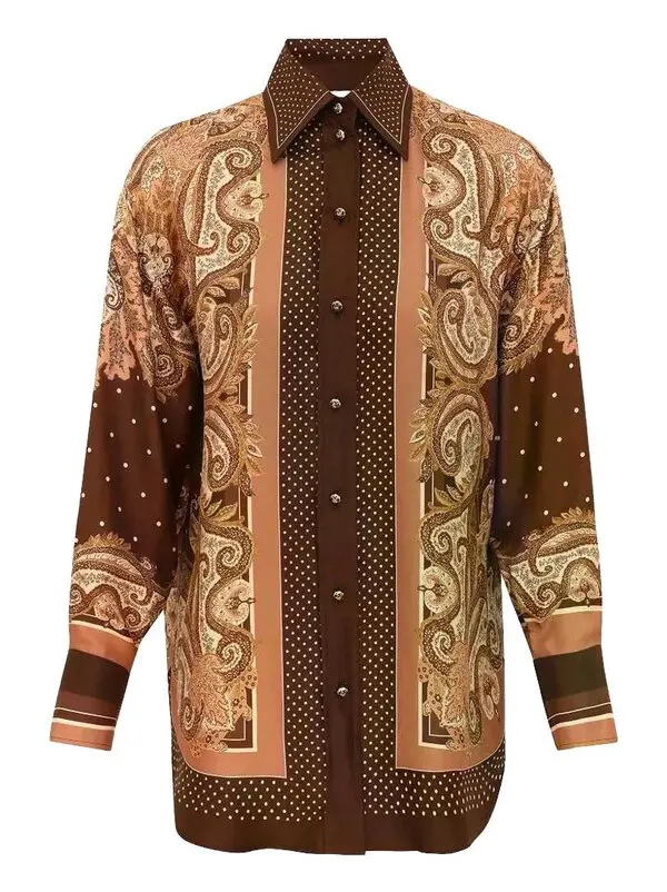 Zimmermann Paisley-print Silk Shirt - Brown