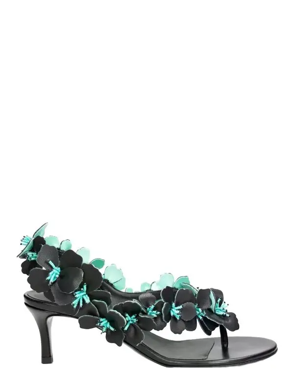 Rabanne Floral-appliqué Beaded Sandals - Black
