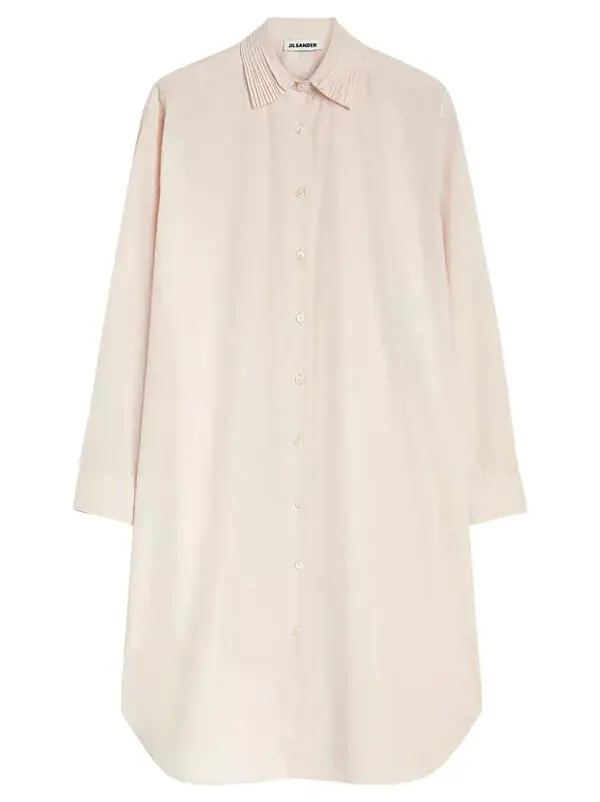 JIL SANDER Pleated Lightweight Midi Shirt Dress - Pink