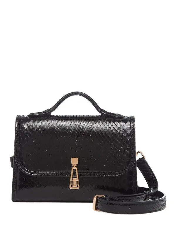 Gabriela Hearst Small Leonora Flap Bag In Snakeskin - Black