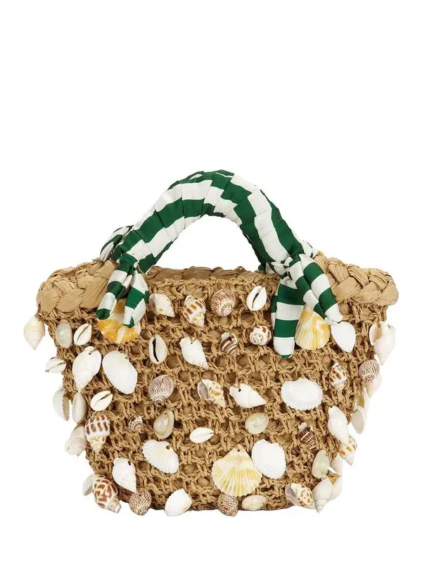 SIMONMILLER Shelly Raffia Bag - Natural & Green Stripe