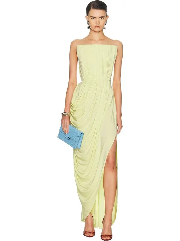 Stella McCartney Crepe Jersey Square Neck Gown - Sherbet Yellow