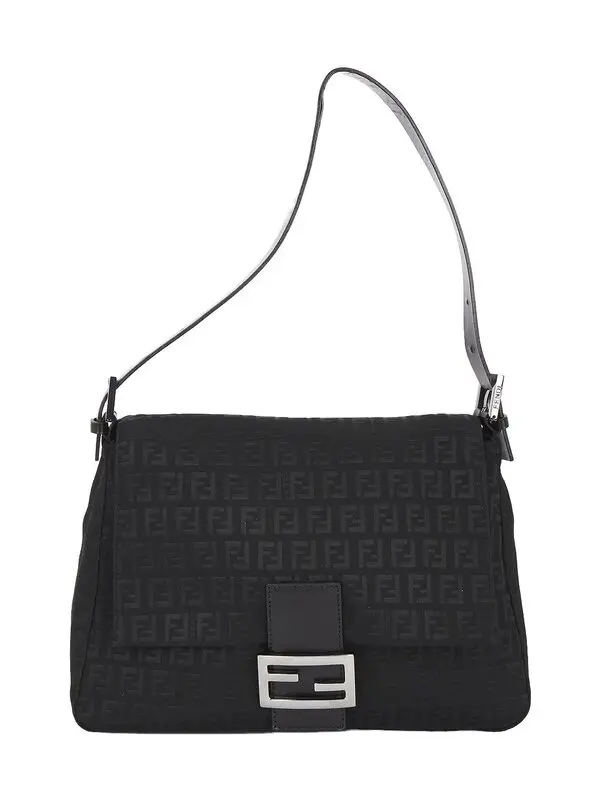 Fendi Zucchino Mama Baguette Shoulder Bag - Black
