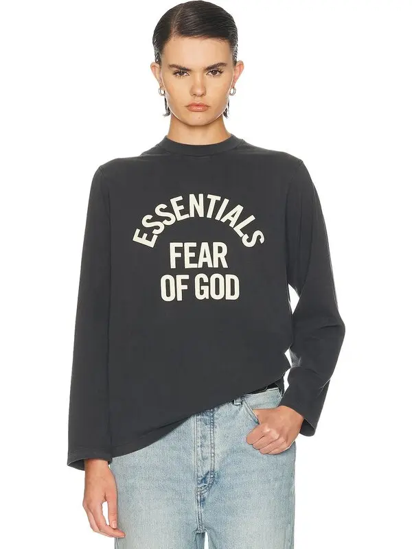 Fear Of God Campus Classic Long Sleeve Cotton Jersey Tee - Faded Black
