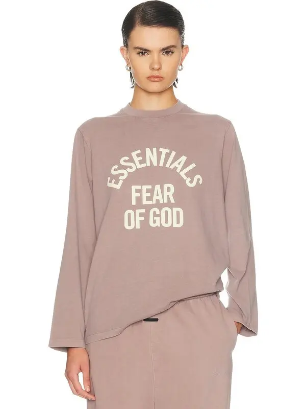 Fear Of God Campus Classic Long Sleeve Cotton Jersey Tee - Faded Mauve