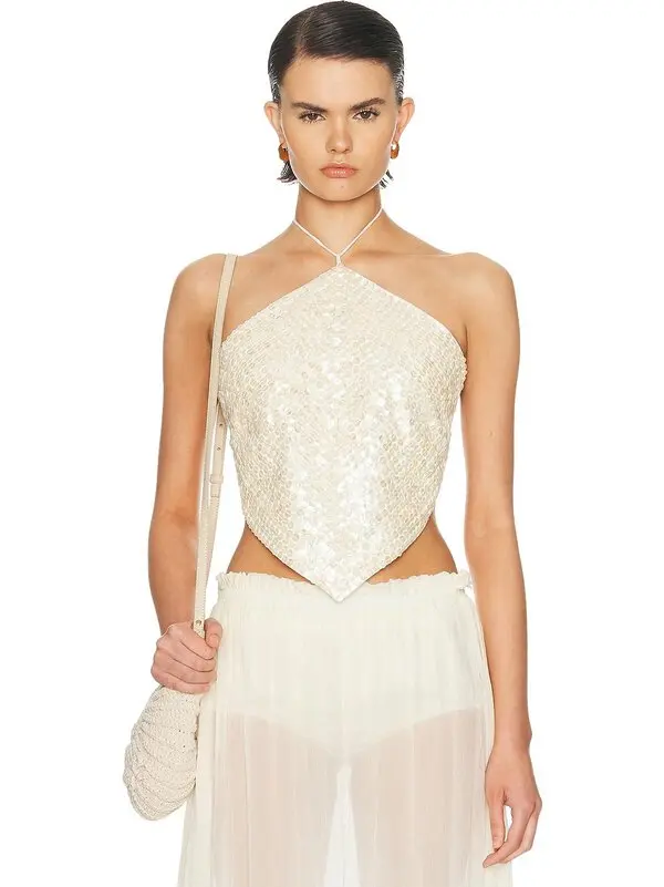 Chan Luu Beaded Halter Top - Shell