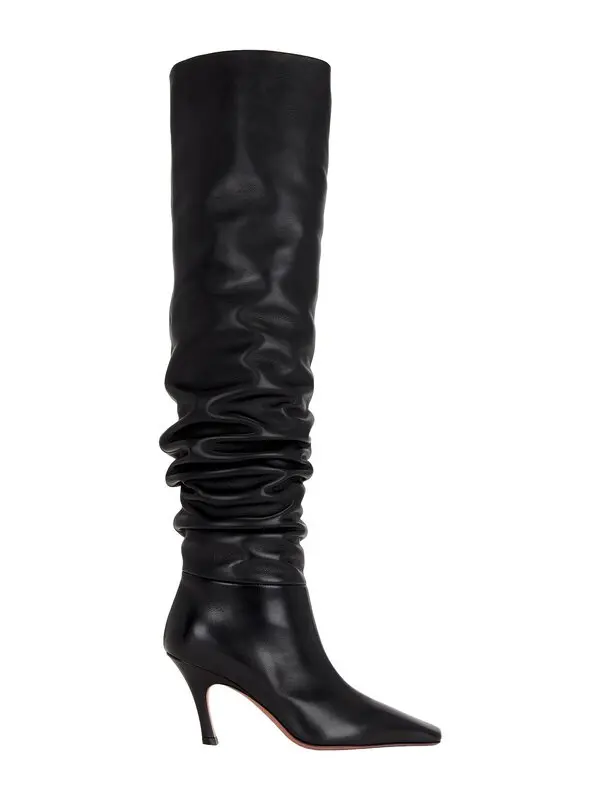 Amina Muaddi Jamie Thigh High 80 Boot - Black