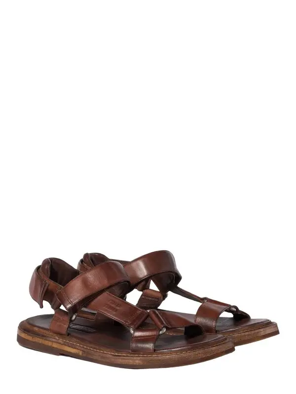 Miu Miu Leather Sandals - Coffee