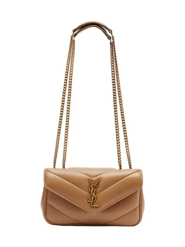 Saint Laurent Loulou Mini Leather Shoulder Bag - Beige