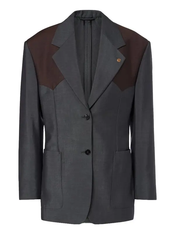 Versace Medusa Wool And Mohair Blazer - Grey