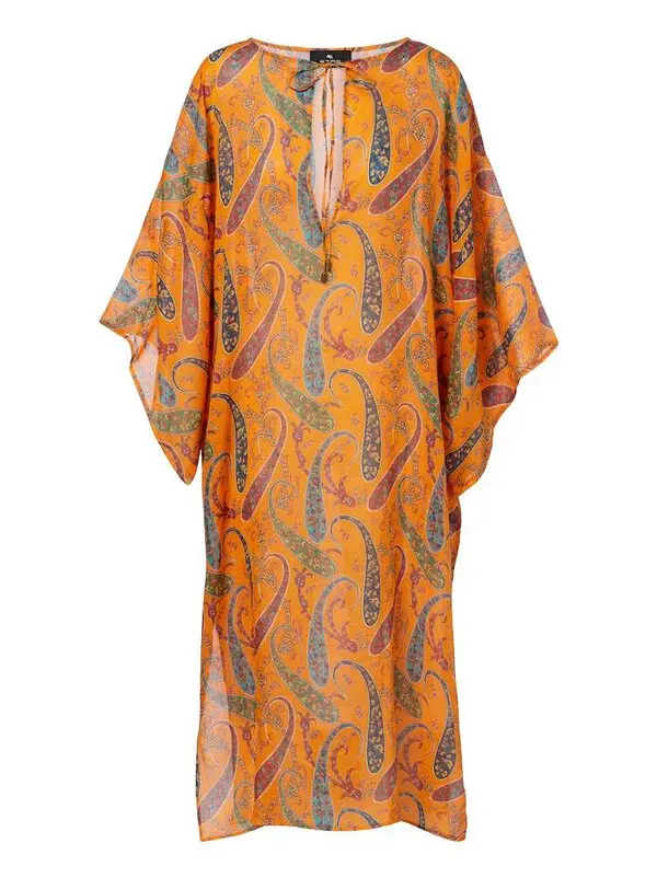 Etro Paisley Ramie Kaftan - Orange