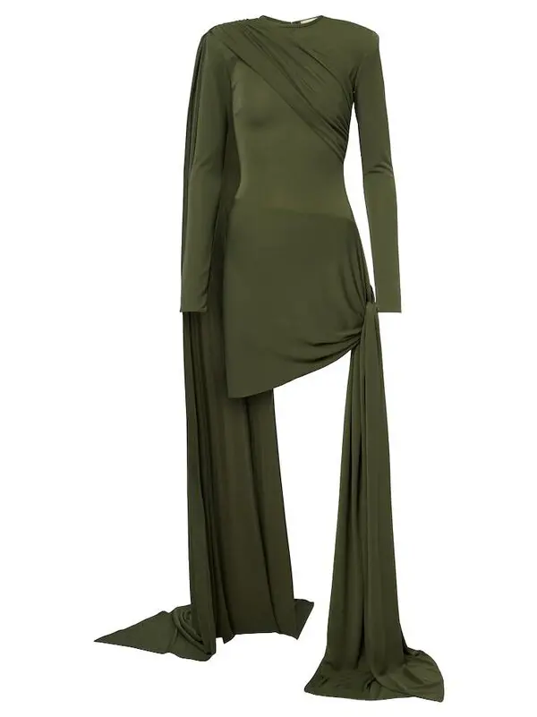 THE NEW ARRIVALS ILKYAZ OZEL Draped Gathered Mini Dress - Green