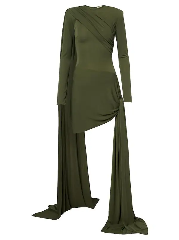 THE NEW ARRIVALS ILKYAZ OZEL Draped Gathered Minidress - Green