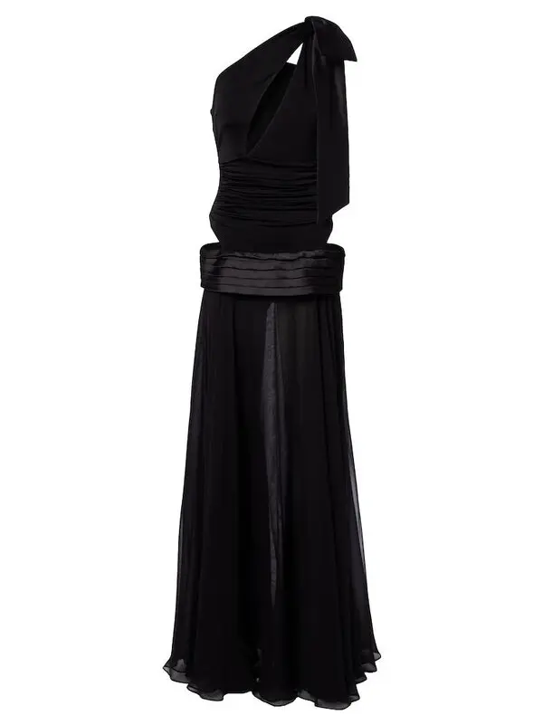 THE NEW ARRIVALS ILKYAZ OZEL Cutout One-shoulder Gown - Black