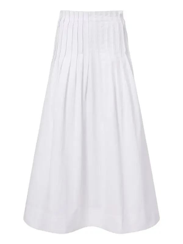 RÓHE Pleated Cotton Poplin Midi Skirt - White