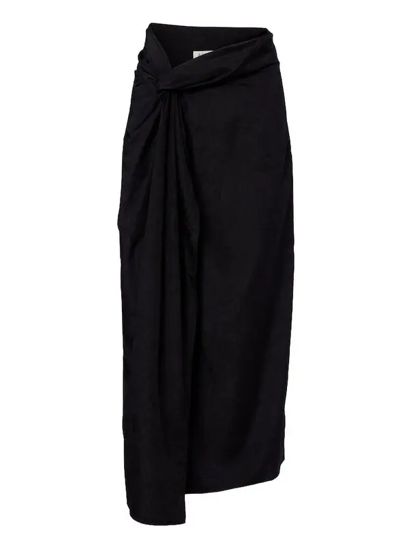 RÓHE Gathered Midi Skirt - Black