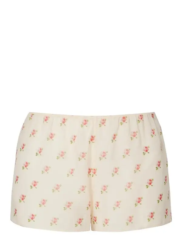 Khaite Tilly Floral Silk Organza Shorts - White