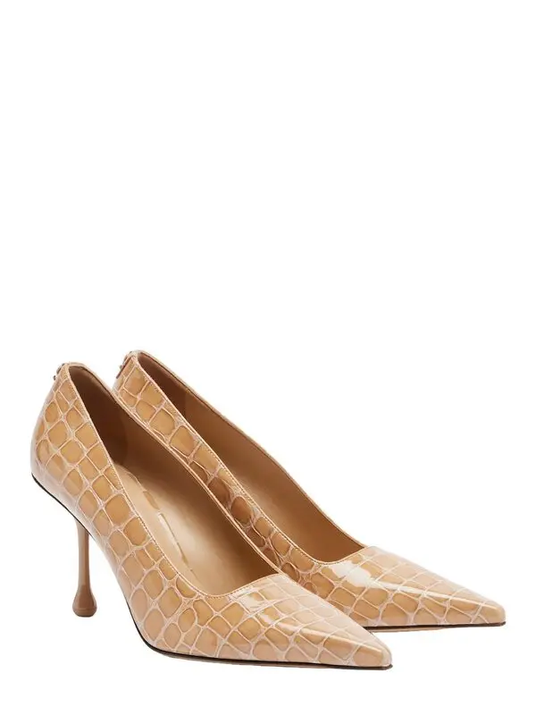 JIMMY CHOO Ixia Croc-effect Patent Leather Pumps - Beige