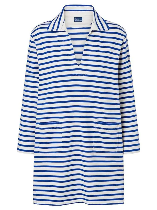 Polo Ralph Lauren Striped Cotton Jersey Polo Dress - White