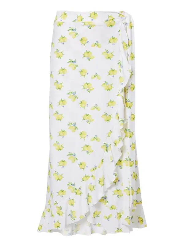 Melissa Odabash Printed Ruffled Wrap Skirt - White