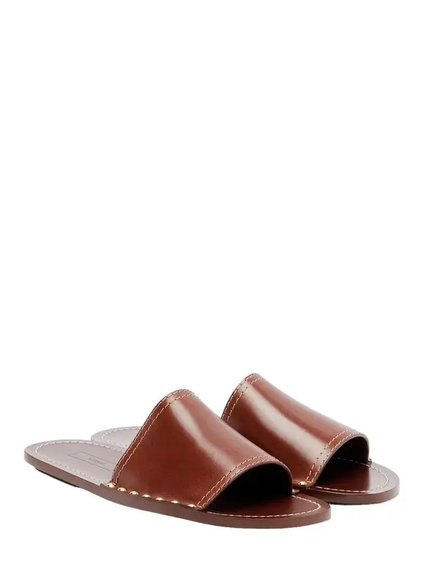 TOTEME Studded Leather Slides - Brown