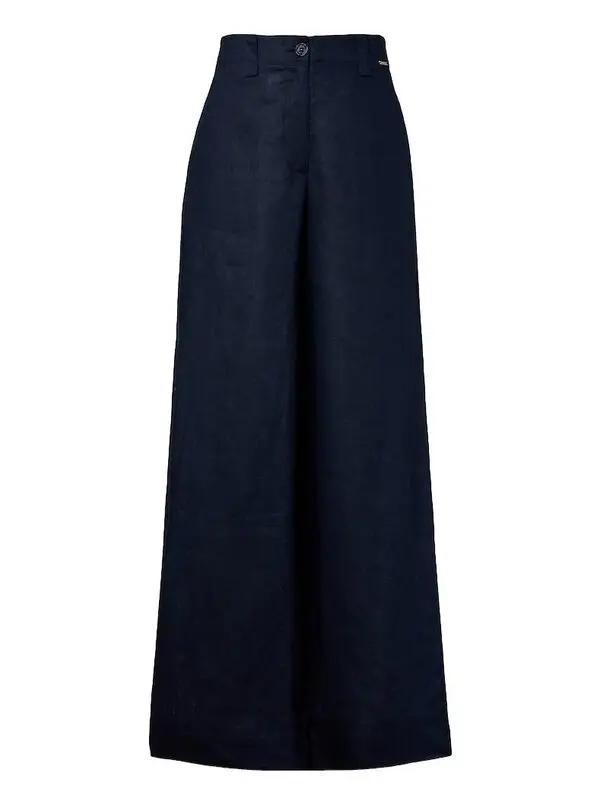 Melissa Odabash Serena Linen Wide-leg Pants - Blue
