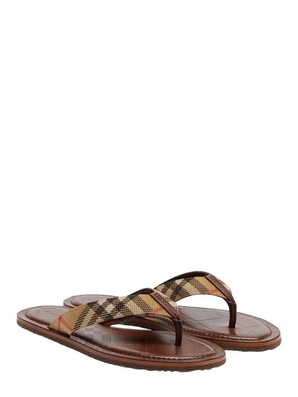 Burberry Pavilion Check Thong Sandals - Brown