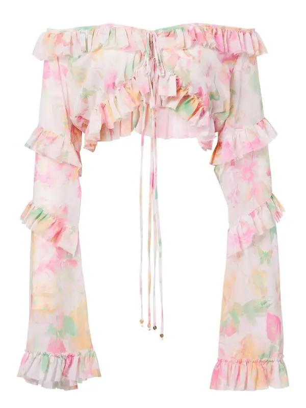 BANANHOT Anita Floral Ruffled Crop Top - Multicoloured