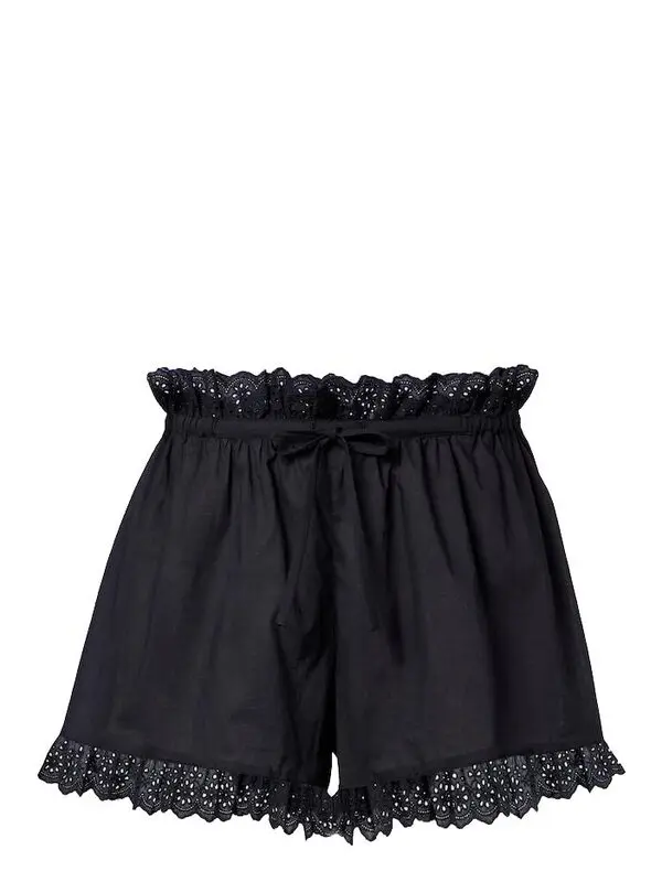 Poupette St Barth Cory Broderie Anglaise Cotton Poplin Shorts - Black