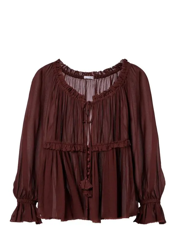 Poupette St Barth Moon Ruffled Blouse - Brown