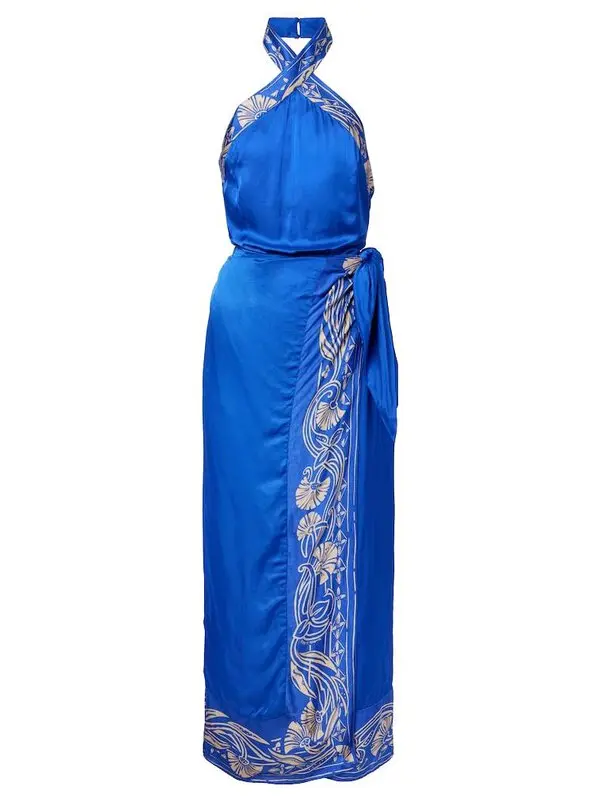 Poupette St Barth Hana Floral Halterneck Maxi Dress - Blue