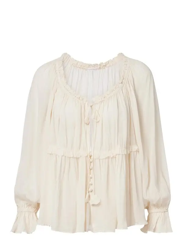 Poupette St Barth Moon Ruffled Blouse - White