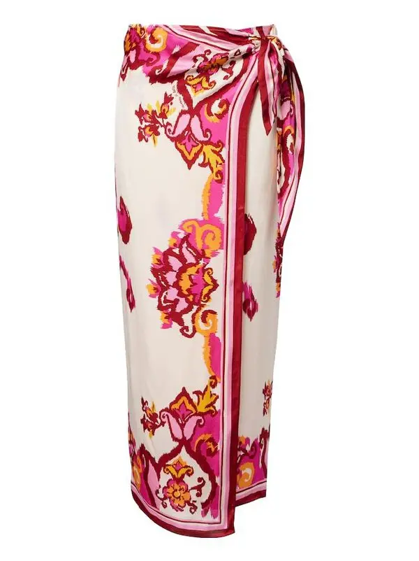 Poupette St Barth Dana Printed Wrap Skirt - Pink