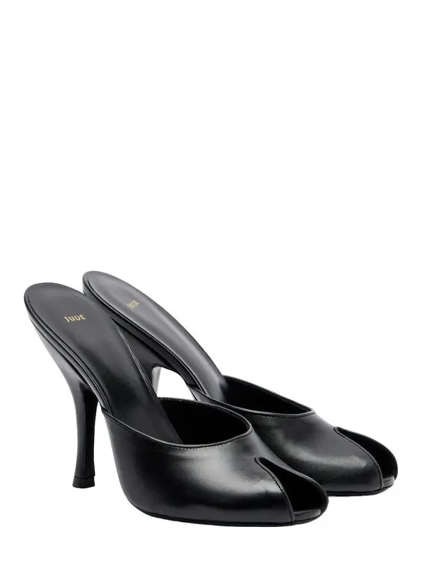 JUDE Date Leather Mules - Black