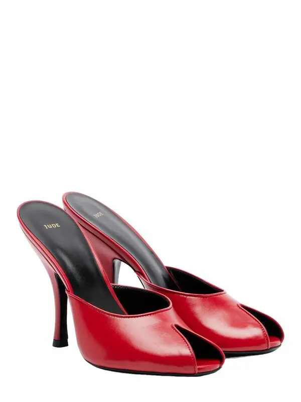 JUDE Date Leather Mules - Red