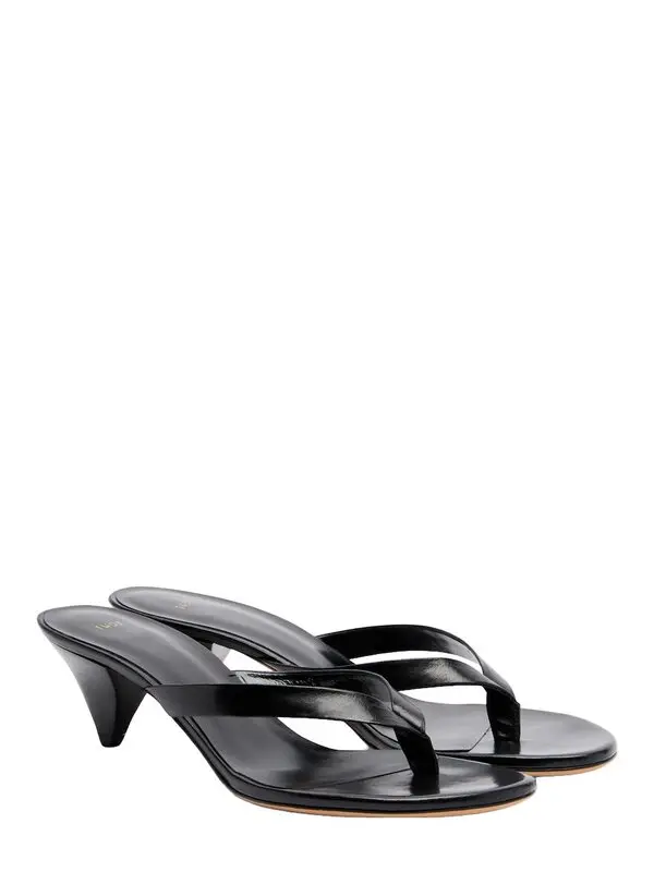 JUDE Rooty Leather Thong Sandals - Black