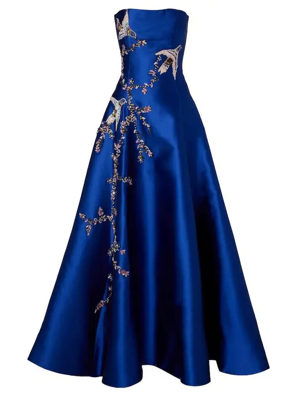 Costarellos Mavia Embellished Bustier Gown - Blue