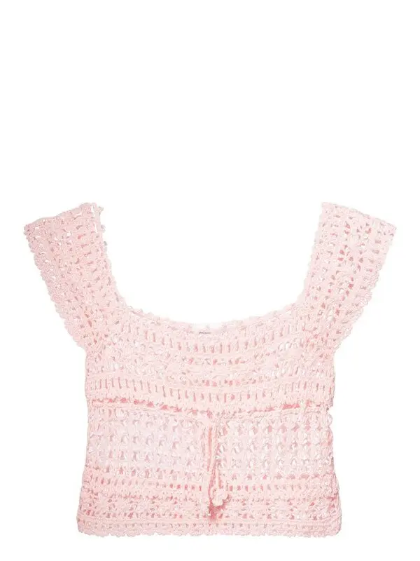 Anna Kosturova Deauville Crochet Cotton Crop Top - Pink