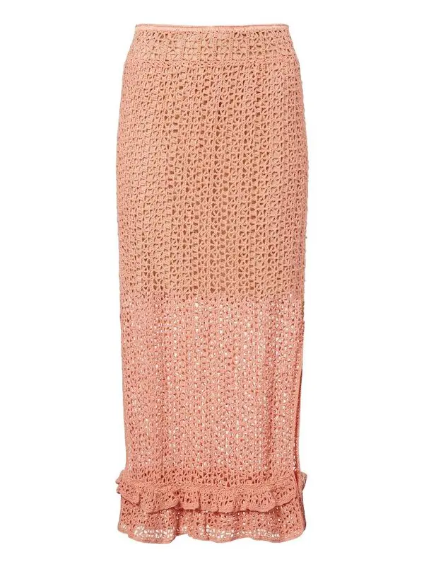 Anna Kosturova Crochet Cotton Midi Skirt - Pink